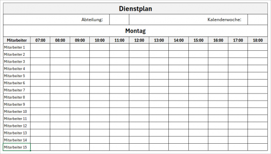 Dienstplan in Excel | Excel-Vorlage zum Herunterladen
